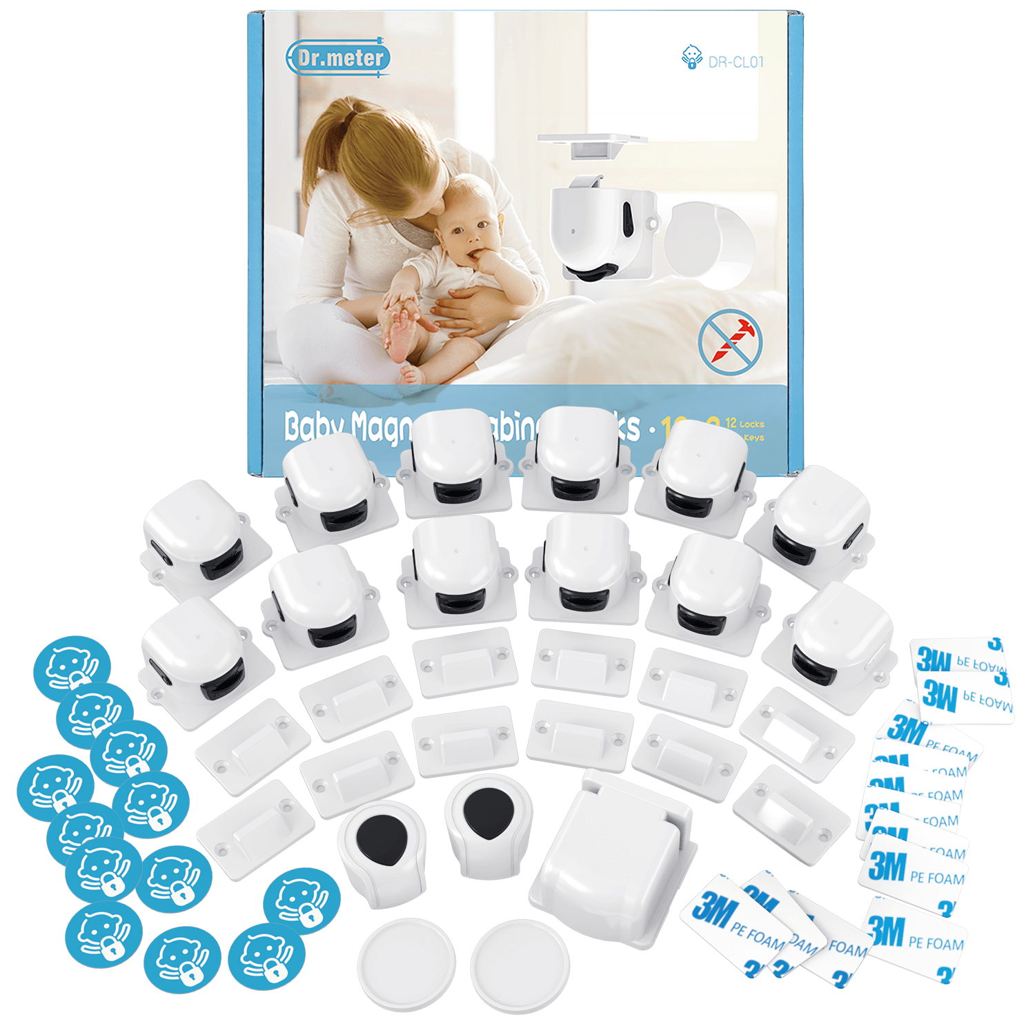 Baby Cupboard Safety Locks Septeamay Magnetic s For Children (12 Locks ...